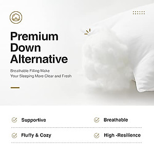 Acanva Bed Pillows for Sleeping, Cooling Hotel Quality with Premium Soft 3D Down Alternative Fill for Back, Stomach or Side Sleepers, Standard (Pack of 4), White 4 Count