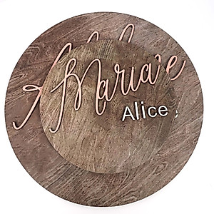 Personalized Wooden Wall Plaque, Custom Round Nursery Name Sign, 8" 12" 18" 20" 24" 30" 3D Wall Art for Children & Kids Rooms, Baby Shower, Wood Family Name Sign Home & Bedroom Decor