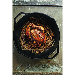 Lodge Seasoned Cast Iron Skillet with 2 Loop Handles - 17 Inch Ergonomic Frying Pan