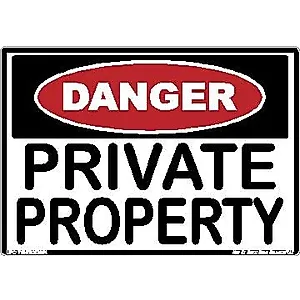 Safety Decal Unlimited Danger Private Property Do Not Enter Animal Gun Protection Injury Death Warning Black Red White Rectangle Label Sticker Decal Made in America (3.5" x 5")