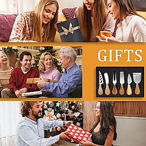 6-Piece Stainless Steel Cheese Knives Set, Complete Premium Stainless Steel Cheese Knives Collection Charcuterie Board Accessories for Thanksgiving, Christmas, New Year