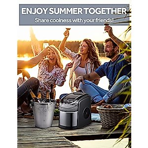 Ice Maker Countertop Machine with Self-Cleaning Function，26LBS in 24 Hours, 9 Bullet Cubes Ready in 6 Mins, Compact Ice Cube Maker with Ice Scoop & Basket for Home Kitchen Office Bar (Black)