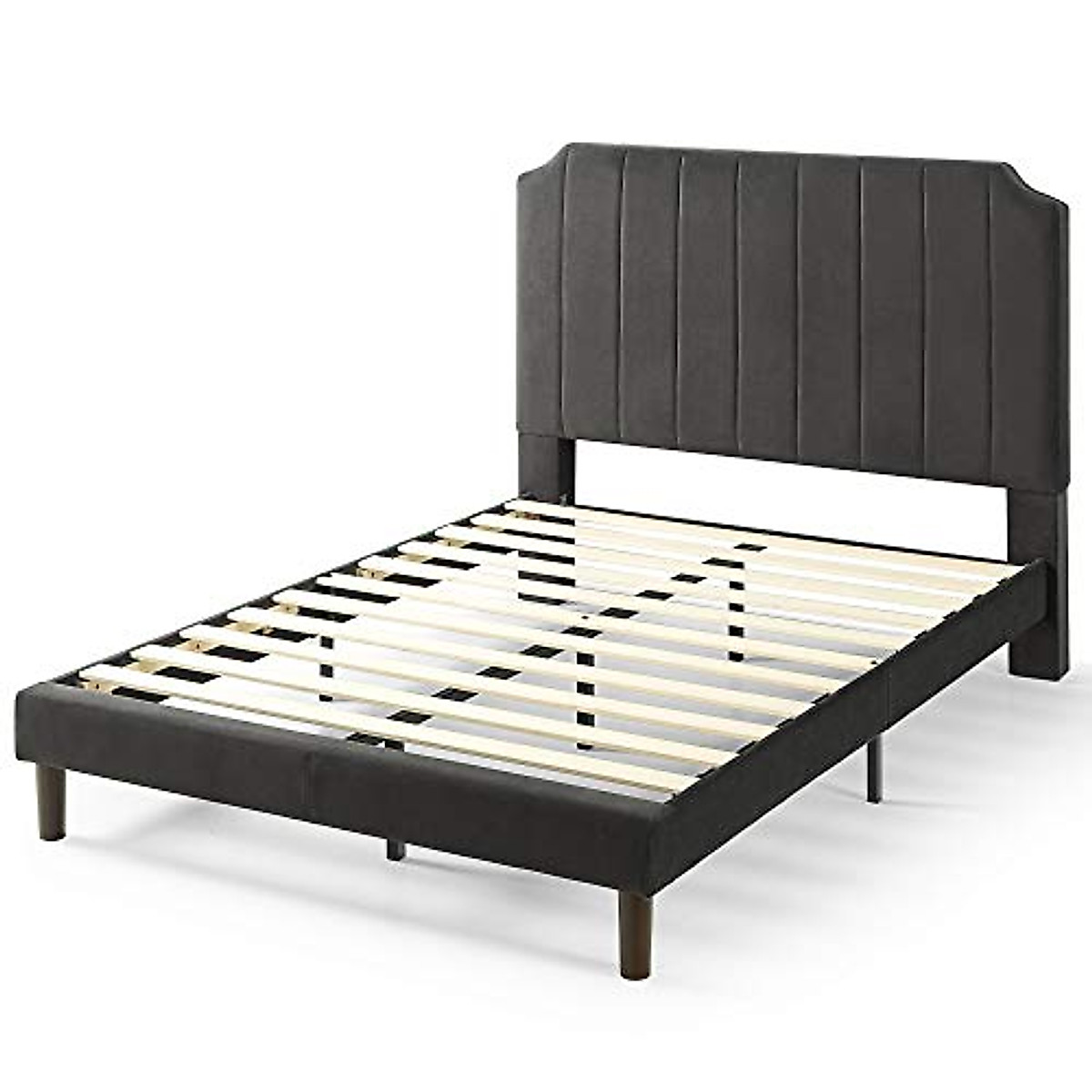 ZINUS Charlotte Upholstered Platform Bed Frame, Mattress Foundation, Wood Slat Support, No Box Spring Needed, Easy Assembly, King