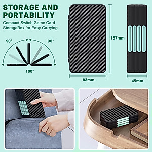 CYKOARMOR Switch Game Case for Nintendo Switch/Switch OLED, Switch Game Holder with 96 Games Card Slot&24 Micro SD Cartridge Slots, Storage Accessories Hard Shell Portable Cartridge Box, Blue Black