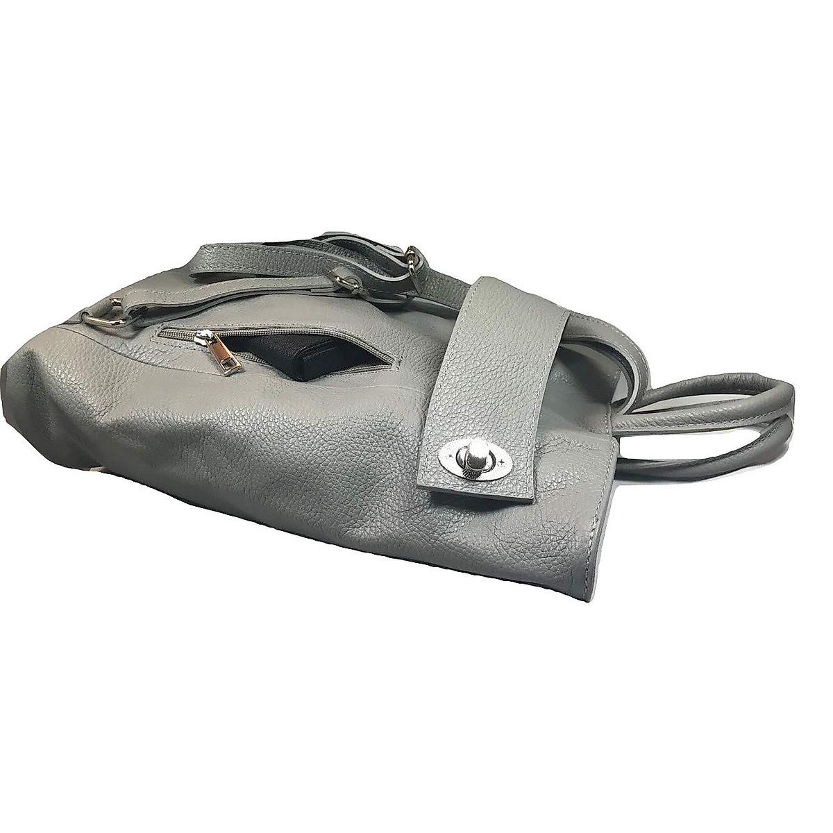 LaGaksta Stella Convertible Leather Backpack Purse – Casual Travel Tote Bag Purse Grey