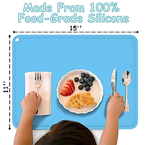 Silicone Placemats for Kids, Baby Placemats, Non-Slip Stain Resistant Portable Food Mats for Kid Toddler, Lightweight Reusable Children Table Mats, 2 Pack, Dark Gray