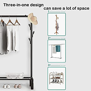 ZBYL Garment Rack Wardrobe Clothes Rack, Metal Freestanding Clothing Rack Closet Organizer for Hanging Clothes, Portable Storage Shelves Standard Rod with Bottom Rack, 115×150cm