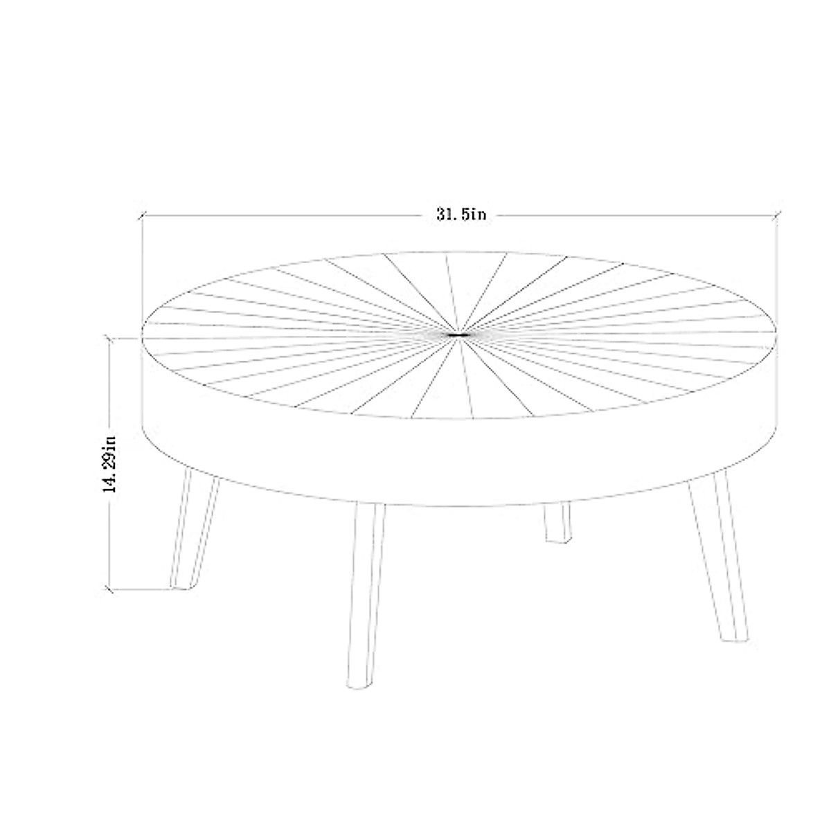 Gexpusm Round Wood Coffee Table, Farmhouse Table for Living Room, Solid Circle Center Wooden Rustic Natural 31.5 * 14IN(Contain Only Table)