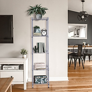 GIOTORENT 5 Tier Standing Shelving Metal Units, Adjustable Height Wire Shelf Display Rack for Laundry Bathroom Kitchen 11.8 W x 11.8 D x 50 H (5-Tier, Gray)