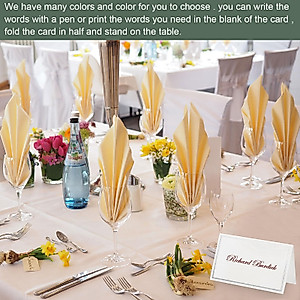 YOKIVE Place Cards for Table Setting, 50Pcs Name Cards Wedding Place Cards Tent Table Place Cards Blank Card for Wedding Reception Party, White Silver Frame