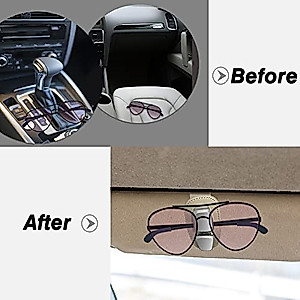 GOOTHX Sunglass Holder for Car, Sunglass Visor Clip, Car Interior Accessories，Universal Leather Sunglass Clip and Ticket Card Clip for Car