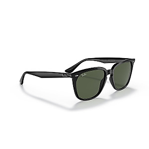 Ray-Ban RB4362 Square Sunglasses, Black/Dark Green, 55 mm