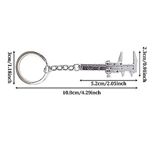 Honbay 2PCS Mini Metal Movable Vernier Caliper Ruler Key Chain Keyring for Men Women