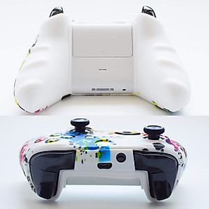 Hikfly Silicone Gel Controller Cover Skin Protector Kits for Xbox One/Xbox One S/Xbox One X Controller Video Games(1 x Controller Camouflage cover with 8 x Thumb Grip Caps)(White Paints)