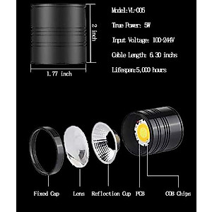 LED Aquarium Light - Freshwater Fish Tank Spotlight Vivarium Terrarium Light 3000K Warm White 4000K Natural White 6000K Cool White COB 3 Modes 5W for Corydoras, African Cichlid, Aquascaped Aquariums