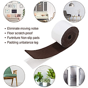 Shappy 2 Packs Felt Strips with Adhesive Backing Non Slip Felt Furniture Pads Adhesive Roll Tape for Protecting Hardwood Floors Chair Wall Protector(Dark Brown,120 x 2 x 0.12 Inch)