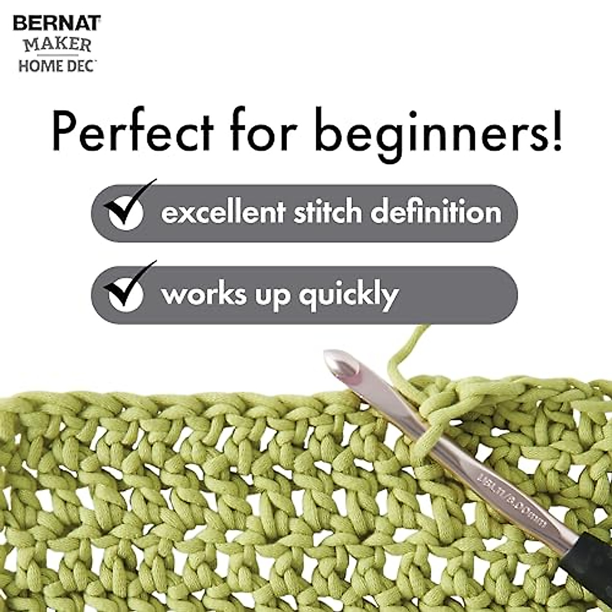 Bernat Maker Home Dec Aqua Yarn - 2 Pack of 250g/8.8oz – 72% Cotton, 28% Nylon - #5 Bulky - 317 Yards – Easy Yarn for Knitting, Crocheting, Crafts & Amigurumi