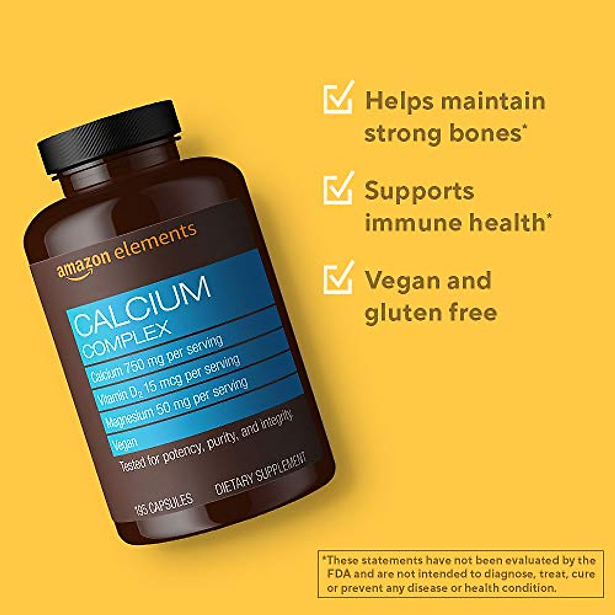 Amazon Elements Calcium Complex, 195 Capsules