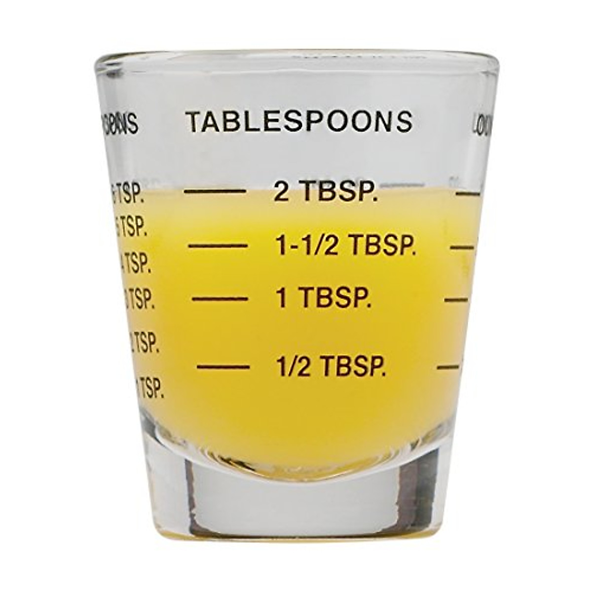 Kolder Mini Measure Heavy Glass, 20-Incremental Measurements Multi-Purpose Liquid and Dry Measuring Shot Glass, Black