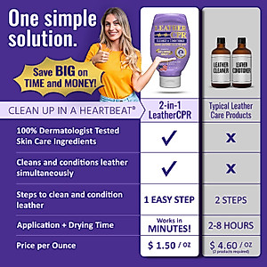 Leather CPR Cleaner & Conditioner 18oz - Best Leather Cleaner & Conditioner. Cleans, Conditions, Restores & Protects Leather Furniture, Handbags, Car Seats, Jackets, Boots, Shoes, Saddles, Tack & More