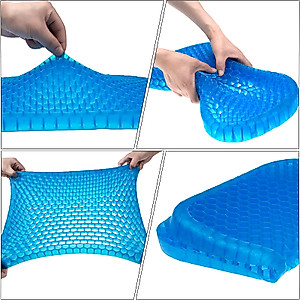GHEMYULP Gel Seat Cushion,Office Chair Car Wheelchair Seat Cushion for Long Sitting,Cooling Seat Cushion Honeycomb Design with Non-Slip Cover,Pressure Relief(Arc:16.5 x 15.0 x 1.9 inches)