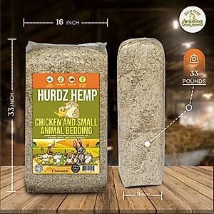 [33lbs] Hemp Bedding for Chickens - Made from 100% Natural Hemp - Superior Absorption & Odor Control- Eco-Friendly Hemp Bedding for Chickens - Easy Maintenance Hemp Bedding for Small Animals