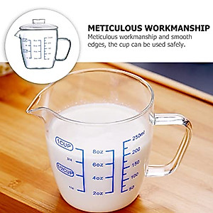 Glass Cups Glass Measuring Cup with Scale: Graduated Beaker Mug Liquid Cup Water Coffee Tea Cup Drinking Glasses Glass Mugs Tumbler with Lid and Handle