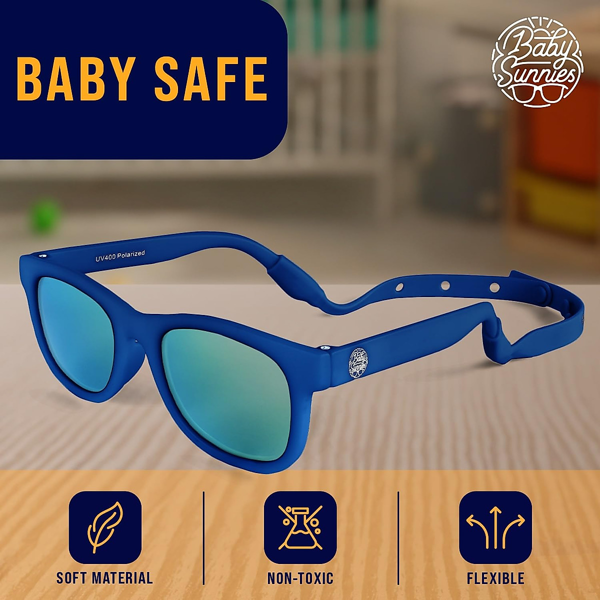 Polarized Baby Sunglasses With Strap - Unbreakable Flexible Infant Sunglasses For Toddlers Newborns 0-24 Months