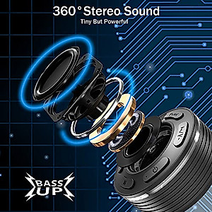 Bluetooth Shower Speaker, Portable Bluetooth Speaker 360 HD Surround Sound, IPX7 Waterproof Wireless Speaker with Suction Cup, Dual Stereo Pairing, Built-in Mic, Shower Radio for Party, Travel, Beach