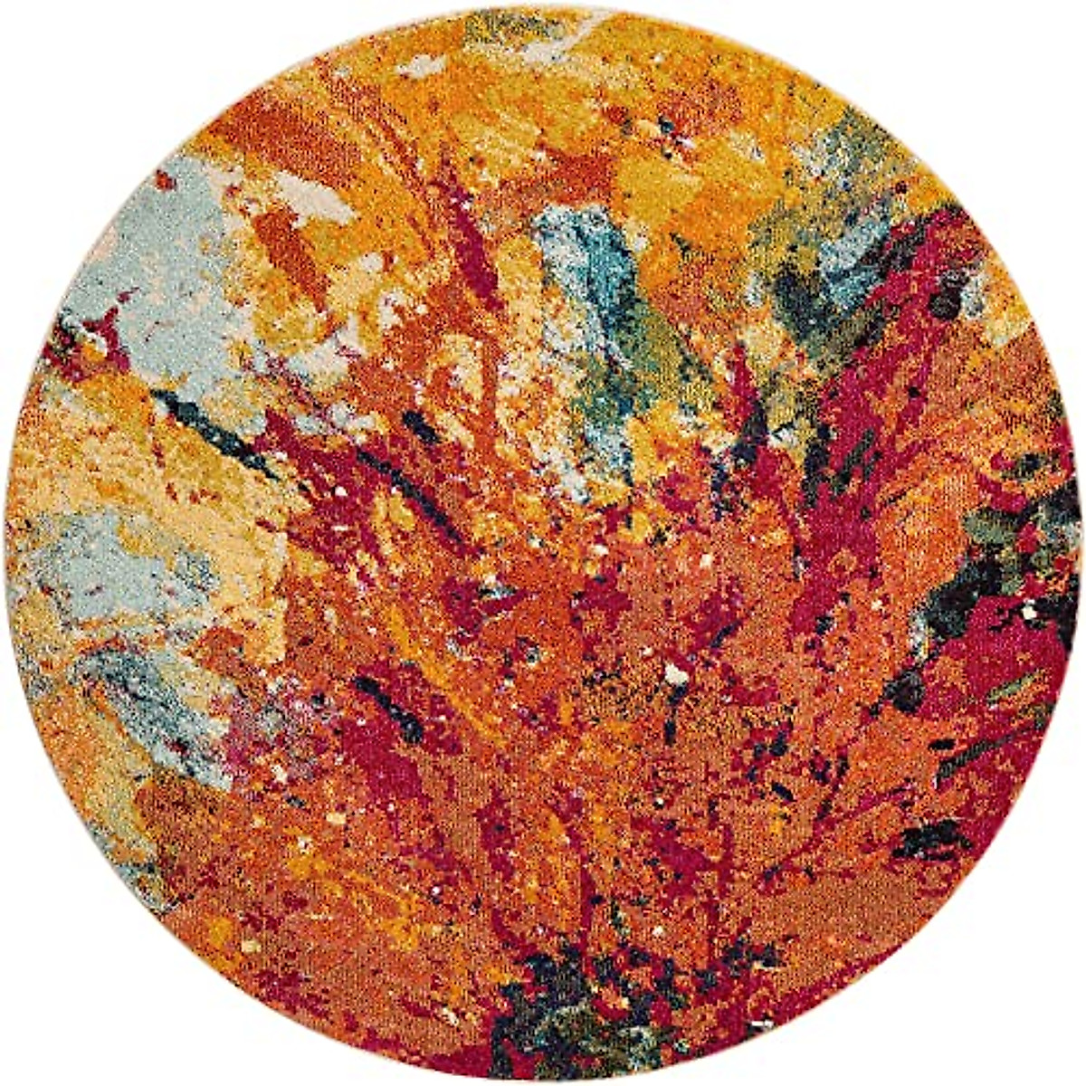 Unique Loom Estrella Collection Distressed, Floral, Abstract, Modern, Bright Colors Area Rug, 6' 0" x 6' 0", Multi/Blue