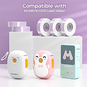MUNBYN Thermal Label Tape for Penguin Bluetooth Label Maker Machine, 15 x 30mm 210 Labels/Roll, Self-Adhesive Label for Home, Office, School (Purple)