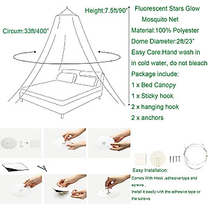 Mengersi Bed Canopy for Girls with Glow in The Dark Stars,Bed Canopy Curtains for Kids Baby Crib Twin Full Queen Size Bed,Canopy for Girls Room Decor,Pink