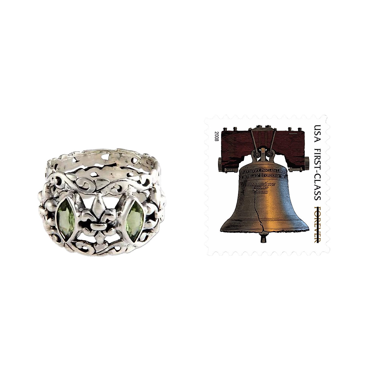 NOVICA Artisan Handmade Peridot Multistone Ring Sterling Silver from Indonesia Green Band Birthstone [ring Front 0.6 in L x 0.8 in W x 0.1 in H Band Width 9 mm W] ' Splendor in Green'