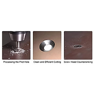 TJR® Countersink 90° Set of 6 Pieces 1/4", 1/3", 2/5", 1/2", 2/3", 4/5" HSS Uncoated, for chamfering. Tool Bits Set for Steel, Aluminum, Brass, Wood, Plastic (Uncoated in Original Rose Plastic Case)