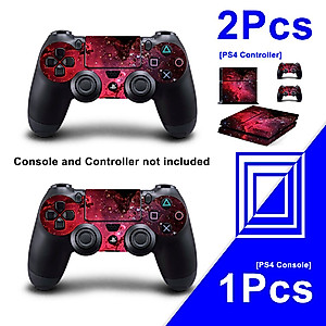 eSeeking Whole Body Vinyl Skin Sticker Decal Cover for PS4 Console and 2PCS Controllers Skins Wine red Nebula