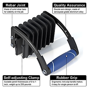 XDENGP Panel and Plywood Carrier, Plywood Lifting Tool and Drywall Carrying Tool, Soft-Grip Handle Gripper Lift for Sheetrock, Adjustable Clamp Carrier Thickness up to 1 inch