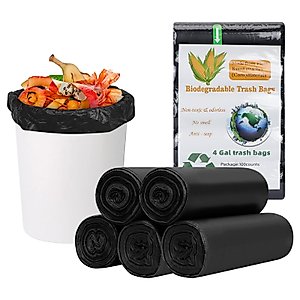 Toplive Trash Bag Garbage Bag Trash Bags Wastebasket Bin Liners for Home Bathroom Bedroom Kitchen Office Trash Can (Black, 4 Gallon - 1.2Mil)