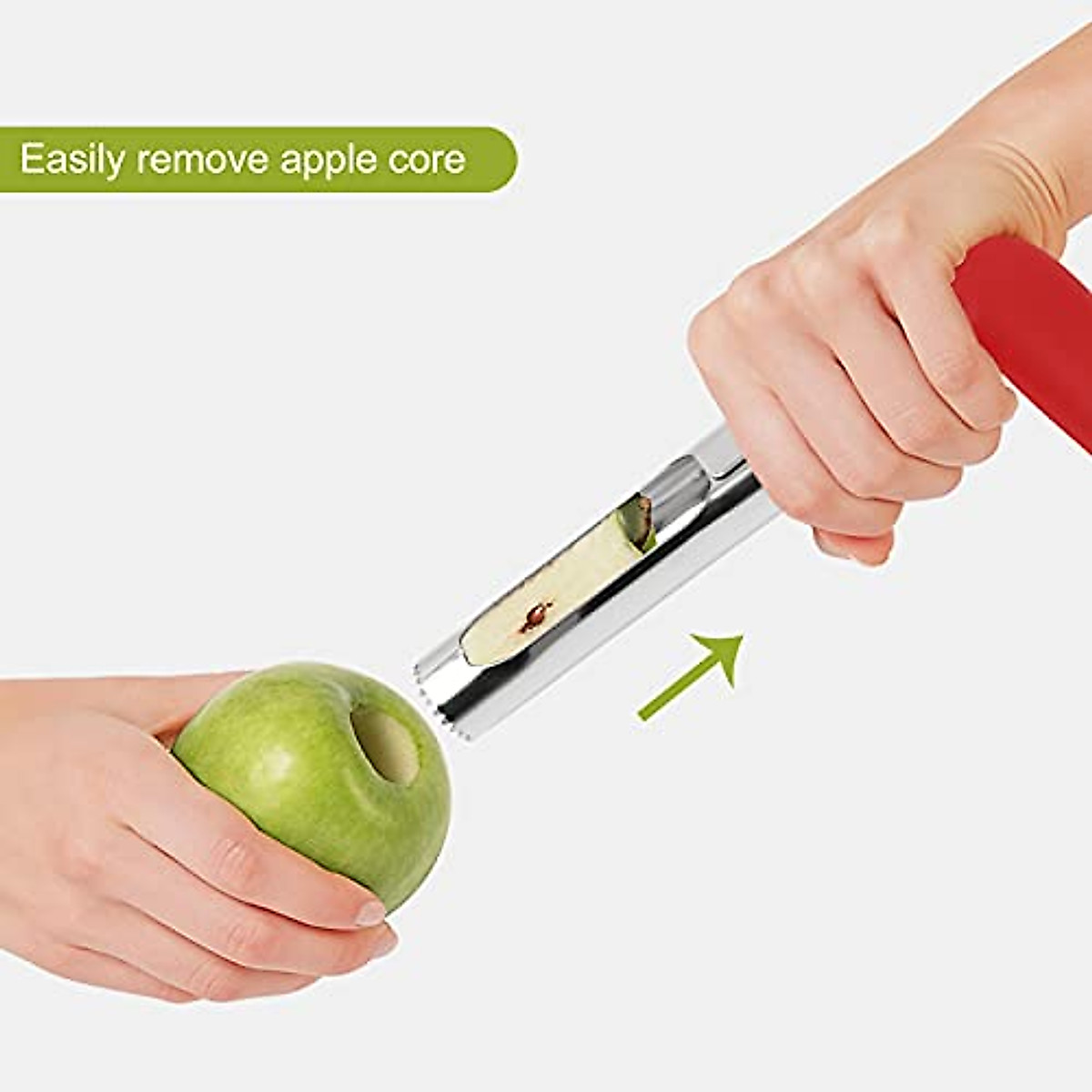 KUFUNG Apple Corer - Easy to Use Durable Apple Corer Remover for Pears, Bell Peppers, Fuji, Honeycrisp, Gala and Pink Lady Apples - Stainless Steel Best Kitchen Gadgets Cupcake Corer (M, Red)