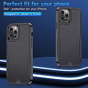 ONOLA Magnetic Case for iPhone 12 Case, iPhone 12 Pro Case [Compatible with Magsafe] [with 2 pcs Tempered Glass Screen Protector] Heavy-Duty Slim Shockproof Case for iPhone 12/12 Pro (Black)