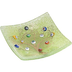 SOSPIRI VENEZIA Glass Decorative Plate Murano Glass Decorative Bowl, Gift Decoration Centerpiece Tree of Life, Catchall Bowl Catchall Tray for Entrance Table Console Living Room Dining Table 3,5"x3,5"