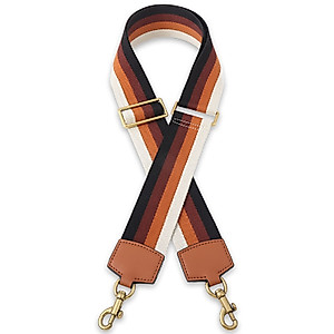 HUADEK Purse Strap Replacement Crossbody Handbag Stripe Wide Adjustable (shoulder strap Brown Leather Head（P-5）)