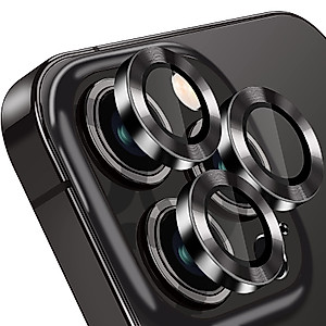 Hsefo Compatible with iPhone 13 Pro for 13 Pro Max Camera Lens Protector, Anti-Scratch Lens Cover 9H Tempered Glass Metal Camera Screen Protector Shockproof Camera Cover Ring -3 Pcs Graphite