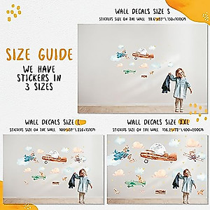 Lipastick Large Airplane Wall Decals for Kids - Premium Kids Wall Stickers Aircrafts - Creative Nursery Wall Decal for children's room, bedrooms - Plane Baby Nursery Wall Decor - Large Vinyl Wall Decal S Size (S, 15082113)