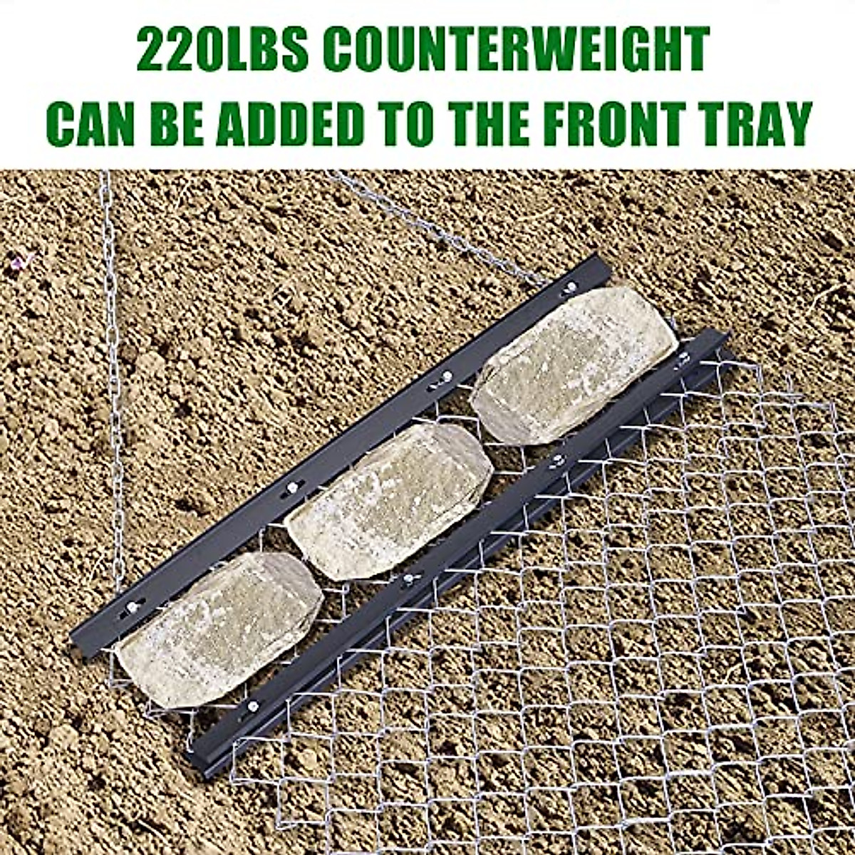 Kareturn Drag Harrow 4' x 5' ATV Yard Chain Harrow UTV Drag Grader Tractor Attachments Field Drag Mat Tractor Rake for Gravel Driveway, Farm, Garden, Field