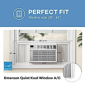 Emerson Quiet Kool 15,000 BTU 115V Window Air Conditioner with Remote Control, Cools Rooms up to 700 Sq.Ft. with 24H Timer, 3-Speeds, Quiet Operation and Auto-Restart