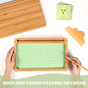 AtMini Sand Tray for Classroom Montessori Sand Tray with Lid Wooden Sand Trays for Kids Writing Letters and Numbers (Green)