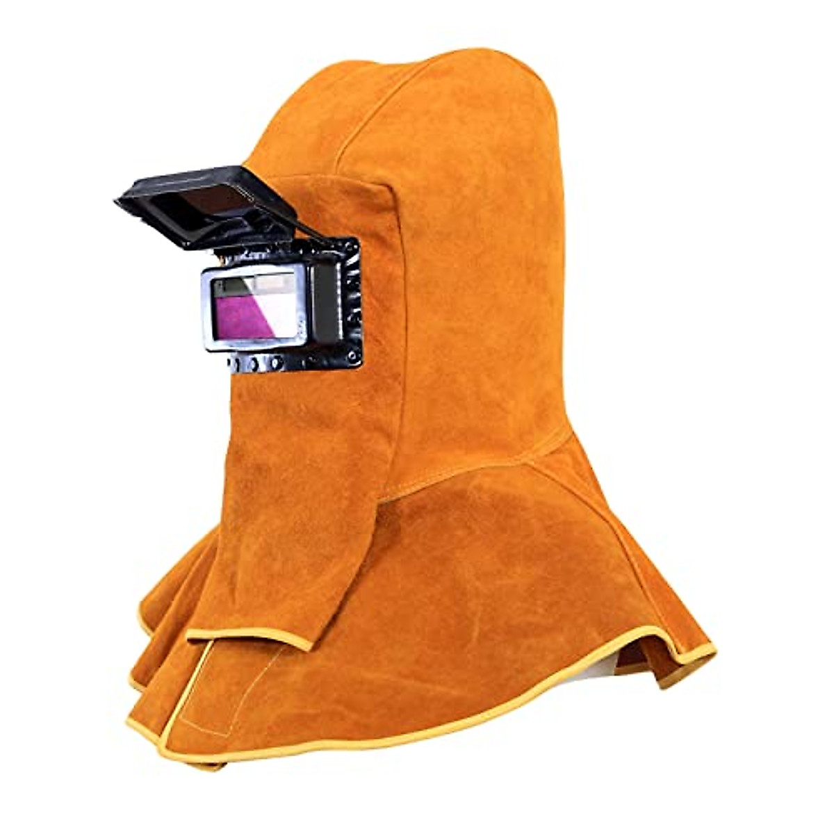 CDIYTOOL Full Protective Cowhide Leather Welder Hood Welding Helmet With Neck Shoulder Protective Gear, Welding Caps Welding Helmet with Auto Darkening Filter Lens Mask Work Cap