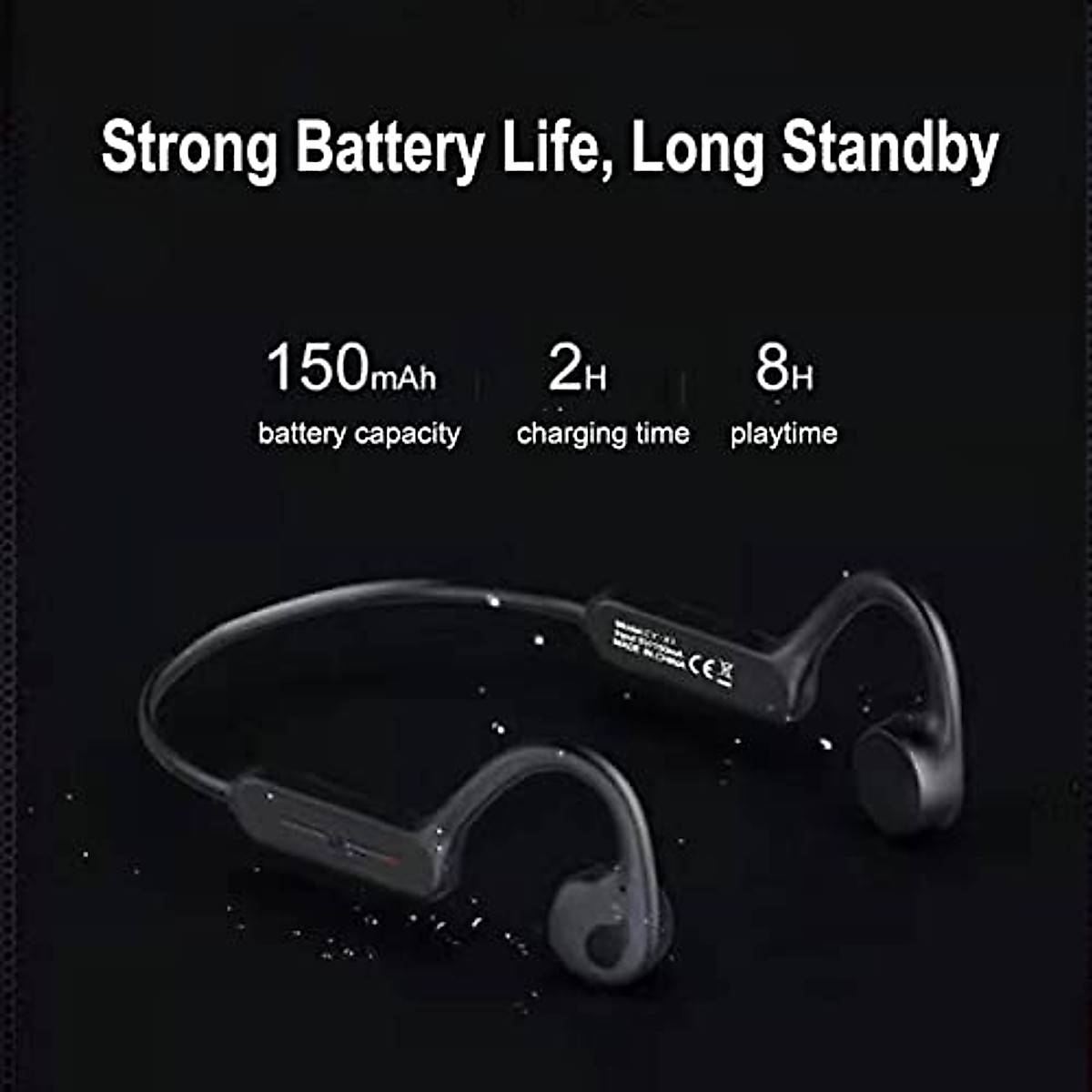 NVAHVA Bone Conduction Wireless Headphone, Open-Ear Bluetooth Headset fo Sports (Black)