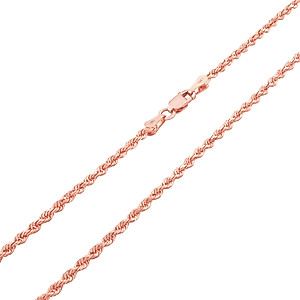 Nuragold 10k Rose Gold 2.5mm Rope Chain Diamond Cut Pendant Necklace, Womens Mens Jewelry 16" 18" 20" 22" 24" 26" 28" 30"
