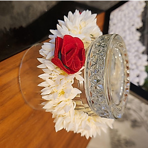 Traditional Indian Hair accessories Small White Gajra with rose Artificial Flower Jewelry Handmade Veni tiara For Women Party Wear bridal mehndi Hair Bun (1 pc)